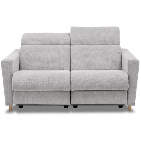 Canapé 2 places 2 relax électrique WAGRAM avec système zéro wall gris clair