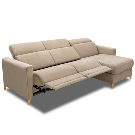 Canapé d'angle méridienne 2 places maxi 2 relax électrique WAGRAM beige
