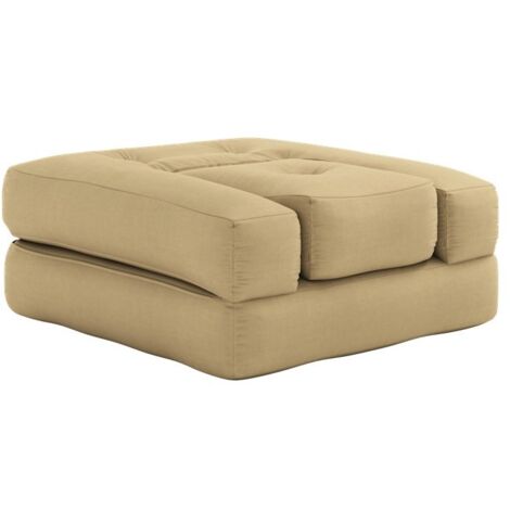 Fauteuil futon convertible CUBE CHAIR couleur beige blé