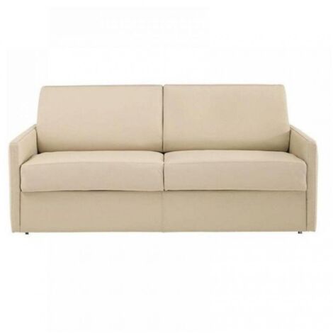 Canapé fixe SUN 3 places maxi 198 cm accoudoirs fins microtweed enjoy beige