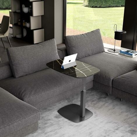 Ozzio SERVUS Table Dinette en Marbre Sahara Noir avec piètement en ...