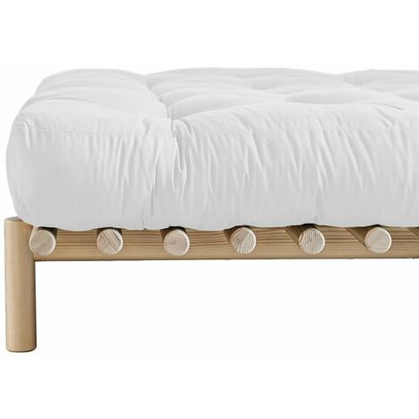 Sommier futon PACE BED pin laqué naturel couchage 140 cm