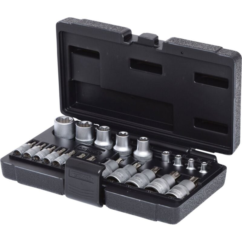 KS TOOLS 911.4307 COFFRET DE DOUILLES ET D'EMBOUTS TORX 1/4'' + 1/2'' 21 PIÈCES