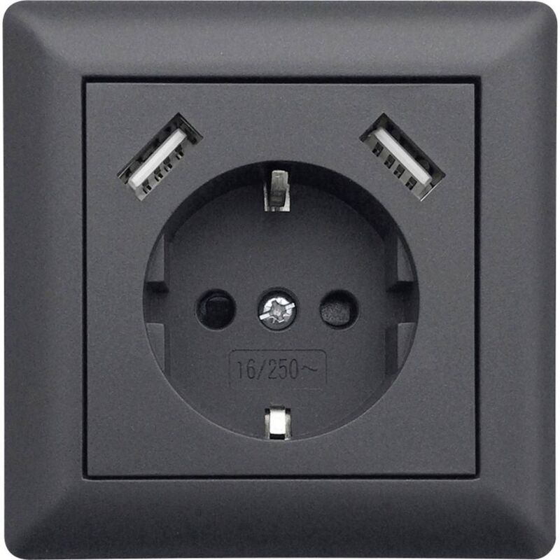 LEDMAXX USB1003 1 PRISE PRISE DE COURANT ENCASTRABLE AVEC USB ANTHRACITE