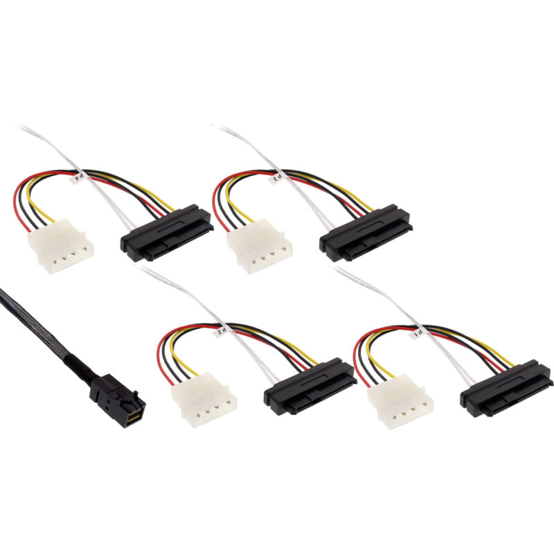 CABLE MINI-SAS HD SFF-8643 A 4X SAS SFF-8482 + ALIMENTACIÓN. 1M. INLINE ...