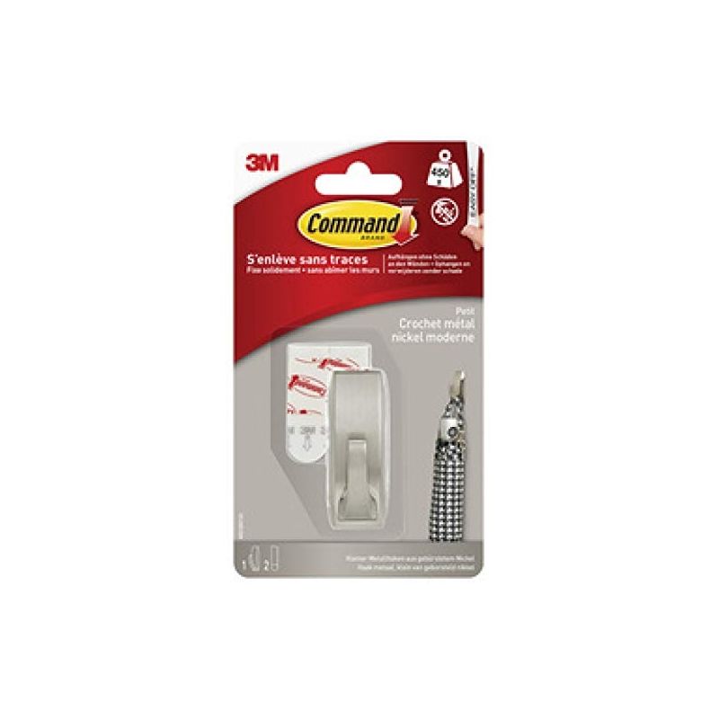 3M COMMAND CROCHET EN MÉTAL''MODERN'', TAILLE: L, ARGENT MR03-BNFGN