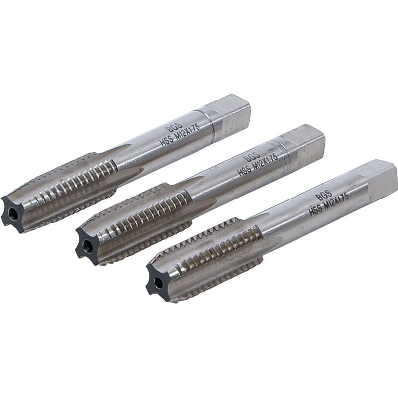 JEU DE TARAUDS PRÉ-TARAUD ET FILIÈRE HSS-G M12 X 1,75 3 PIÈCES BGS 936