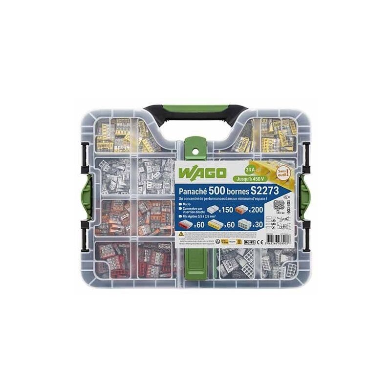 WAGO VALISETTE 500 BORNES DE CONNEXIONS AUTOMATIQUES S2273 - WAG038003