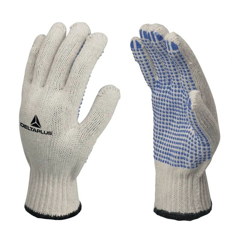 GANTS TRICOTÉ EN POLYCOTON PICOTS PVC TP169 BLANC/BLEU T9 - DELTA PLUS ...