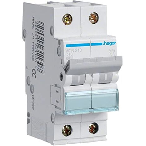 HAGER MCN210 C-TYPE 2P 2 MODULE (S) CIRCUIT BREAKER'CIRCUIT BREAKERS