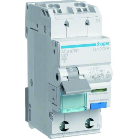 HAGER ADS970D FI-LEITUNGSSCHUTZSCHALTER 1P+N, 6KA, C-CHARAKTERISTIK ...