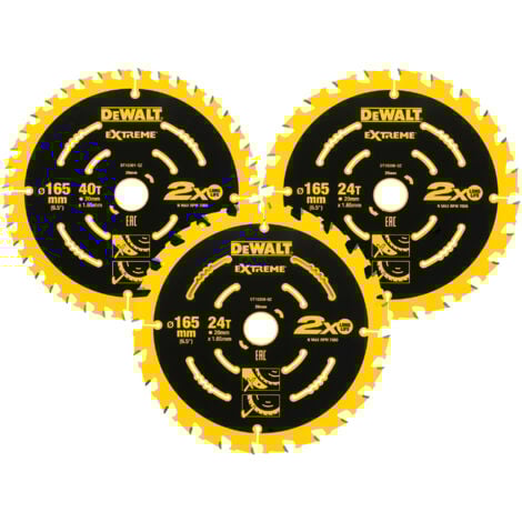 DEWALT DT10397-QZ ELITE SERIES LOT DE 3 LAMES DE SCIE CIRCULAIRE 2 X ...