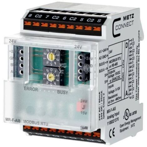 METZ CONNECT MR-F-AI8 MODBUS RTU MODULE MODBUS 24 V/AC, 24 V/DC 65 MA ...