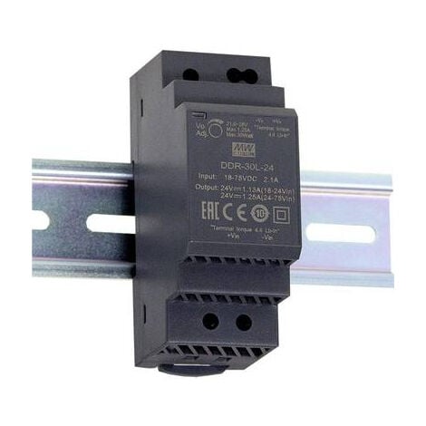 MEAN WELL DDR-30G-24 CONVERTISSEUR CC/CC POUR RAIL (DIN) 24 V/DC 1.25 A 30 W NBR. DE SORTIES:1 X ...