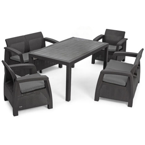 KETER CORFU II FIESTA ENSEMBLE DE MEUBLES DE JARDIN GRAPHITE 3253929123047
