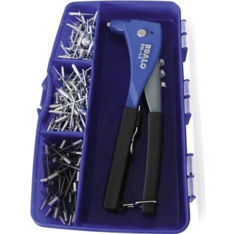 PINCE DE 250 MM POUR RIVET AVEUGLE AVEC BOÎTE DE RANGEMENT ET RIVETS AVEUGLES, BRALO BM-45 02BM00453
