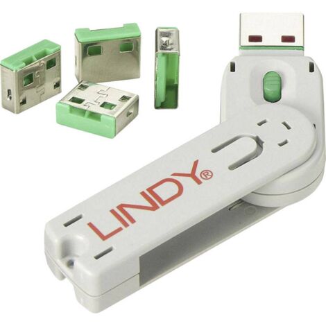 CLÉ USB & 4 VERROUS USB, VERT LINDY 40451