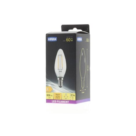 AMPOULE FILAMENT LED, E14, 806LM REMPL. AMPOULE BOUGIE 60W, BLC CHAUD XAVAX