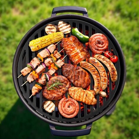 Wiltec Gusseisen Grillrost rund Ø 34,5 cm, Grillgitter für Holzkohlegrill & Gasgrill ...