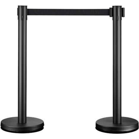 Wiltec mobile Absperrpfosten 32 x 7 x 90 cm in Schwarz mit 200 cm ...