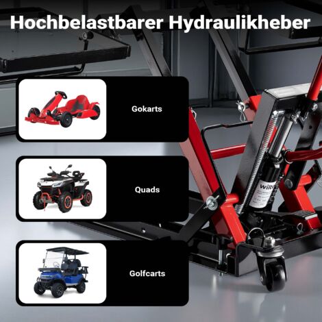 Wiltec Hydraulik-Heber 3 in 1, Motorradheber bis 300 kg, Quad Hebebühne ...