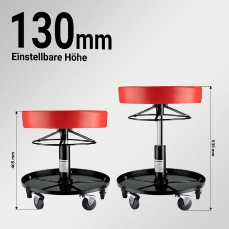 Wiltec Rollhocker höhenverstellbar 40,5-53,5 cm, gepolsterter Hocker ...