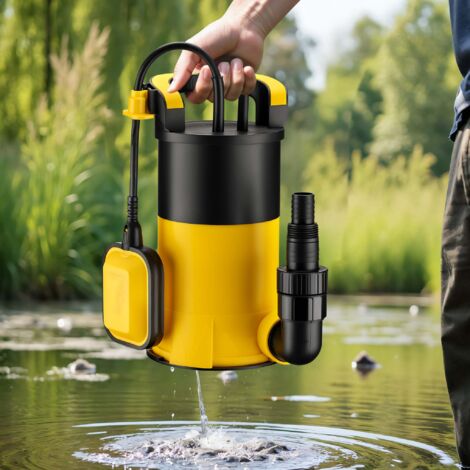 Wiltec Tauchpumpe mit Schwimmer 400 W, flachabsaugende Pumpe bis 1 mm ...