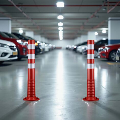 Wiltec 2x Absperrpfosten Ø 20 x 75 cm aus PU, Sperrpfosten mit ...