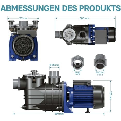 Pool Pumpe 13800 l/h 550 W Schwimmbadpumpe Filterpumpe Umwälzpumpe Pool