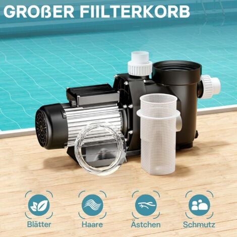WilTec Poolpumpe 19200 l/h 750 W Schwimmbadpumpe Filterpumpe Umwälzpumpe
