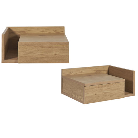Comodini pensili finitura legno rovere chiaro con cassetto (set di 2) NASTY