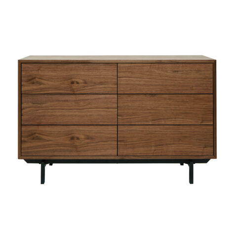 Comò vintage 6 cassetti noce e metallo L120 cm MANNY