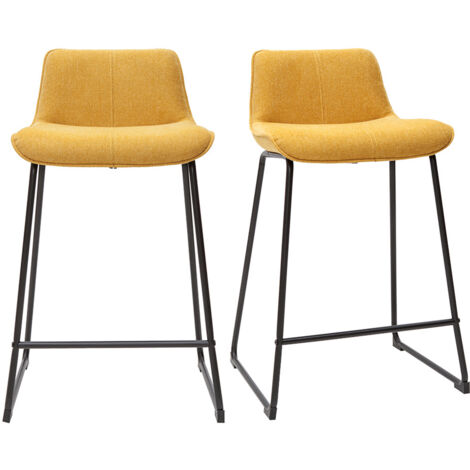 Sgabelli da bar in tessuto effetto velluto testurizzato giallo senape e ...