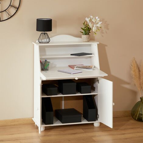 Bureau secrétaire DAVID, lasuré blanc