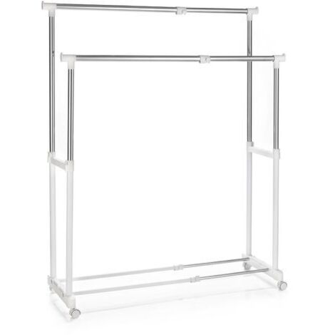 Portant à vêtements CASA, en métal chromé et blanc