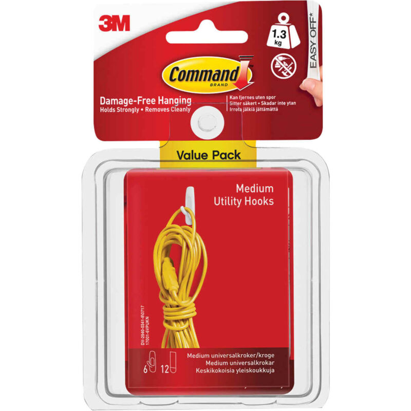Command™ Medium Utility Hooks Value Pack (6-Pack) – Versatile Adhesive ...