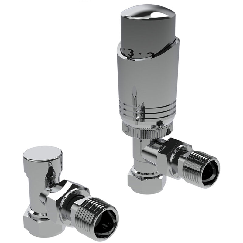 Angled Thermostatic Radiator Valve Pack Chrome