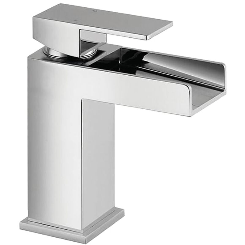 Luxury Modern Waterfall Standard Mono Basin Mixer - Chrome
