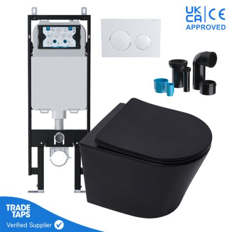 Black Wall Hung Toilet Pan Rimless with VIVA Slim Concealed Cistern ...