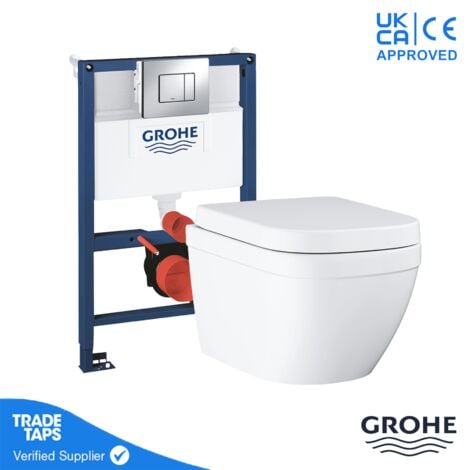 GROHE EURO Rimless Wall Hung Toilet Pan with 0.82m Concealed Cistern ...