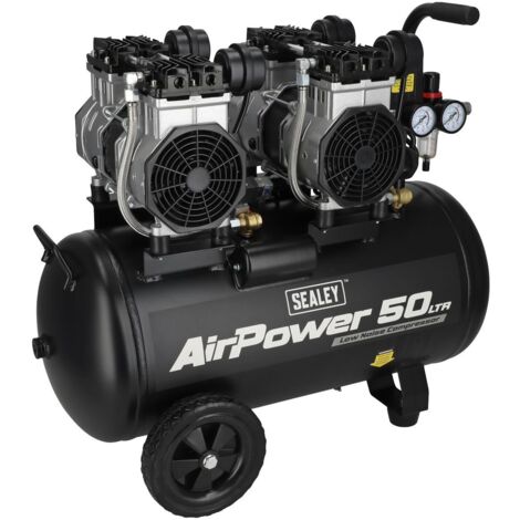 Sealey SAC5001S 50L Low Noise Oil Free Direct Drive Air Compressor 2 x 2hp