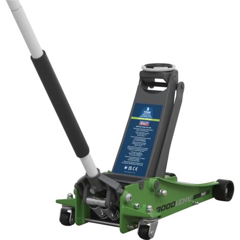 Sealey 3000LEHV Low Profile Trolley Jack with Rocket Lift 3 Tonne - Green