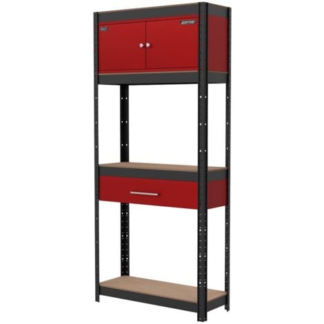 Sealey AP830R Shelving Unit 4-Tier with Cupboard & Drawer