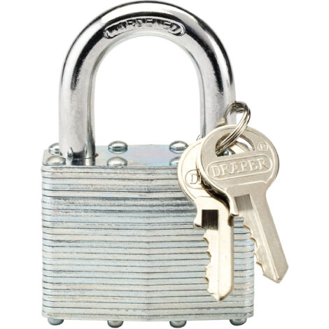 Draper 14021 50mm Laminated Steel Padlock – Heavy-Duty, Weather ...
