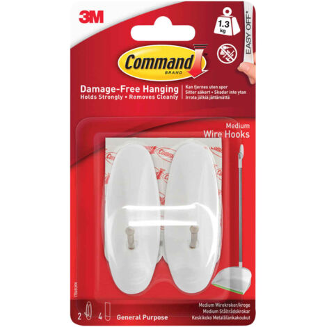 Command™ Medium Wire Hooks Pack of 2 with 4 Medium Strips - Model COM17068