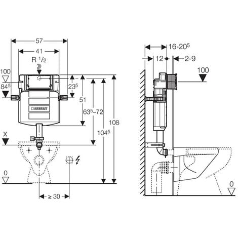 GEBERIT Sigma UP320 Concealed In Wall Toilet Cistern 12cm Black Dual ...