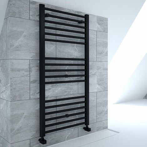 1000mm x 400mm Straight Heated Towel Rail Ladder Radiator - Matt Black