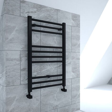 800mm x 400mm Straight Heated Towel Rail Ladder Radiator - Matt Black