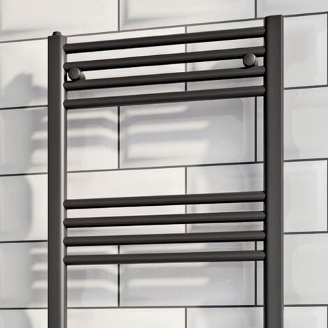 700mm x 300mm Straight Heated Towel Rail Ladder Radiator - Matt Black