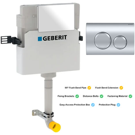 GEBERIT Back to Wall Concealed Toilet Cistern WC, Chrome Delta Flush ...